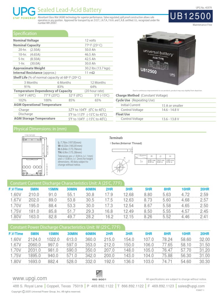 Bateria Upg Ub 12500 Conector I | PDF | Energy Storage | Physical ...