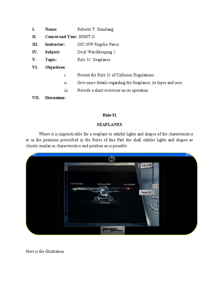 Rule 31 of Collision Regulations | PDF | Seaplane | Aircraft