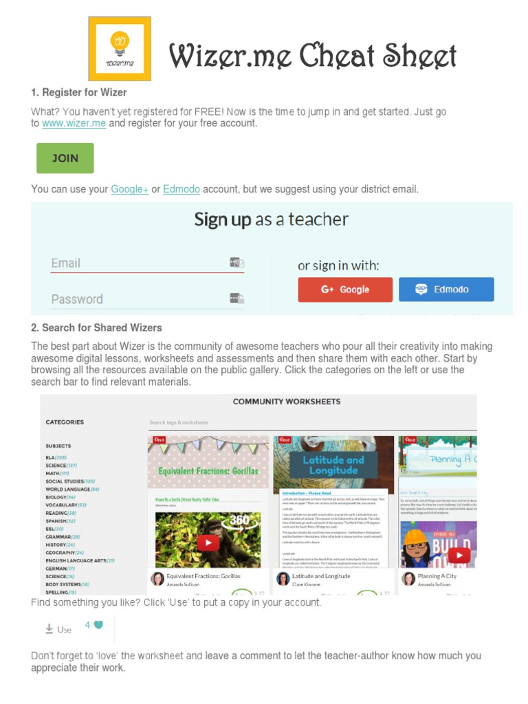 Wizer Cheat Sheet | PDF | Learning | Behavior Modification