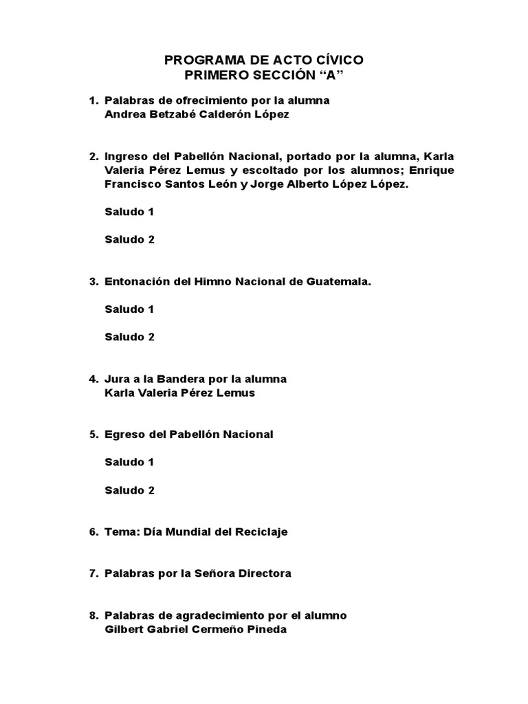 Programa de Acto Cívico | PDF | Ciencia y matemáticas