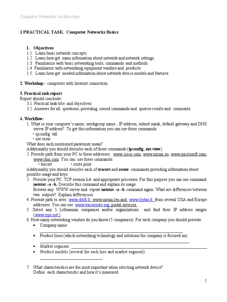 1 Lab Network Introduction Lab en 2020 | PDF | Ip Address | Computer ...