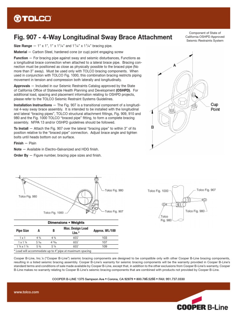 TOLCO Fig. 907 - Multi-Angle Attachment | PDF | Pipe (Fluid Conveyance ...