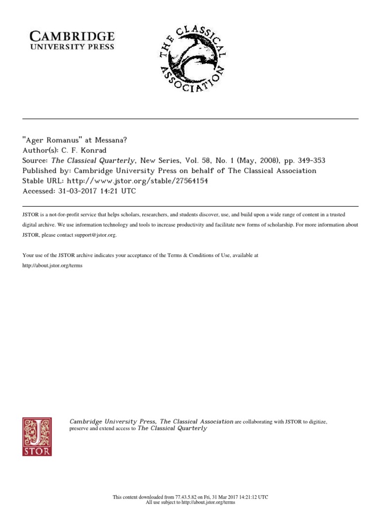Ager Romanus and Messana Analysis | PDF | Ancient Rome