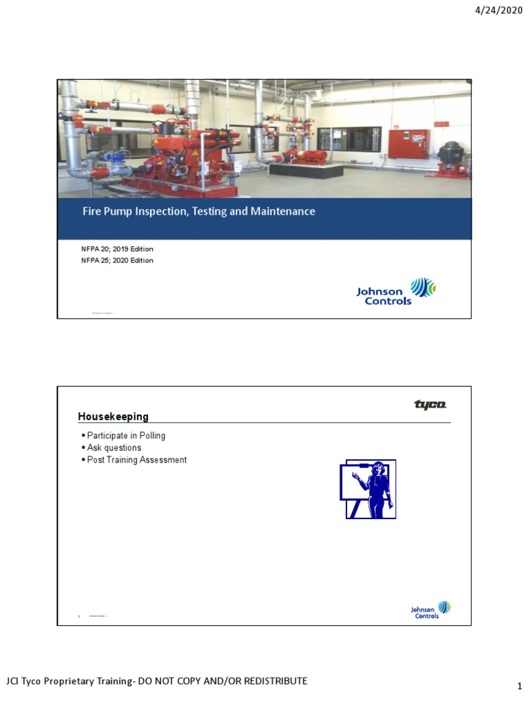 Fire Pump Inspection, Testing and Maintenance: Housekeeping | PDF ...