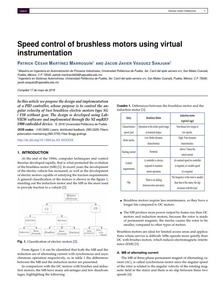 Speed Control of Brushless Motors Using Virtual Instrumentation | PDF ...