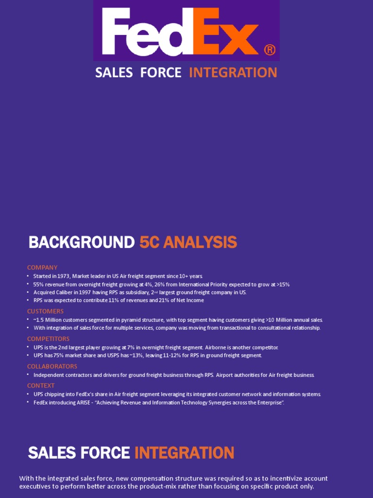 Sales Force: Integration | PDF | United Parcel Service | Fed Ex