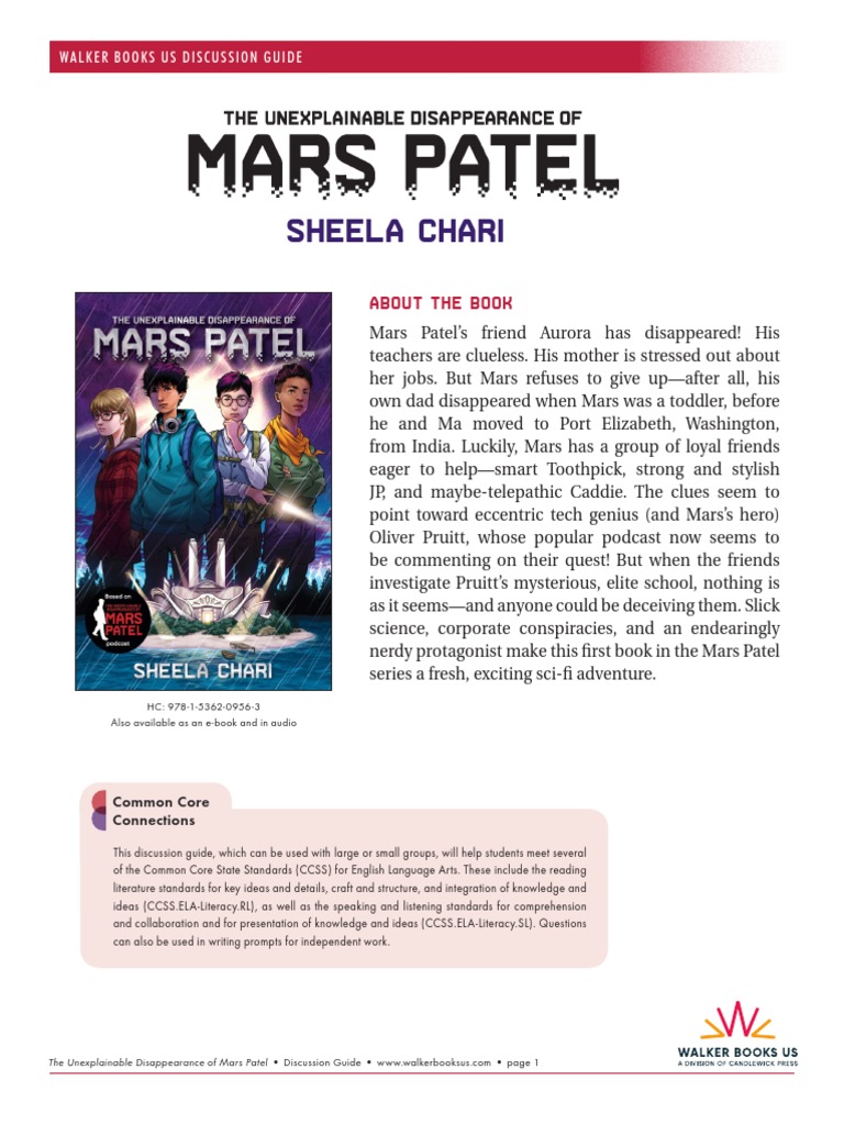 The Unexplainable Disappearance of Mars Patel by Sheela Chari ...
