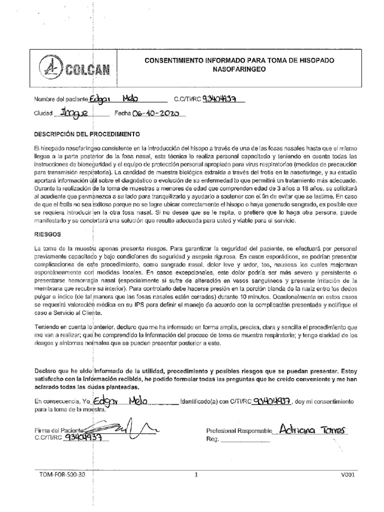 Consentimiento Colcan | PDF