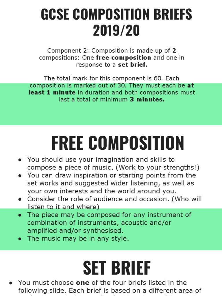 Gcse Composition Briefs 2019/20: Least 1 Minute in Duration and Both ...