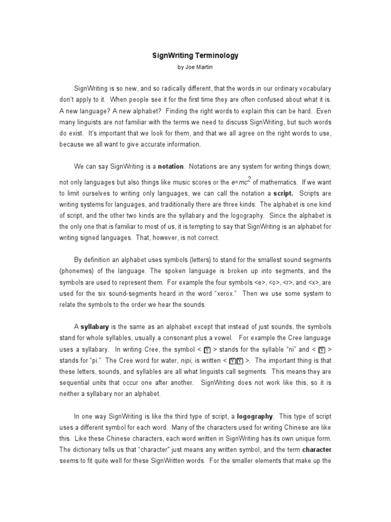 Understanding SignWriting: An In-Depth Explanation of the Terminology ...