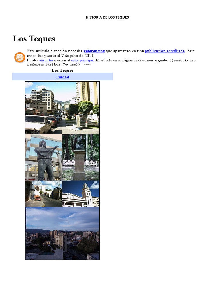 Historia y Cultura de Los Teques | PDF | Transporte por carretera ...