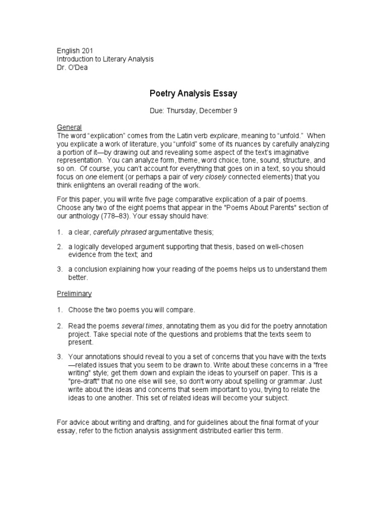 Poetry Analysis Essay | PDF
