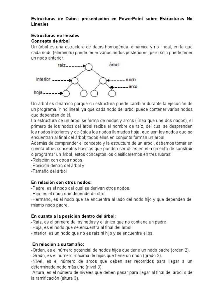 Estructuras No Lineales: Árboles | PDF | Algoritmos y Estructuras de ...