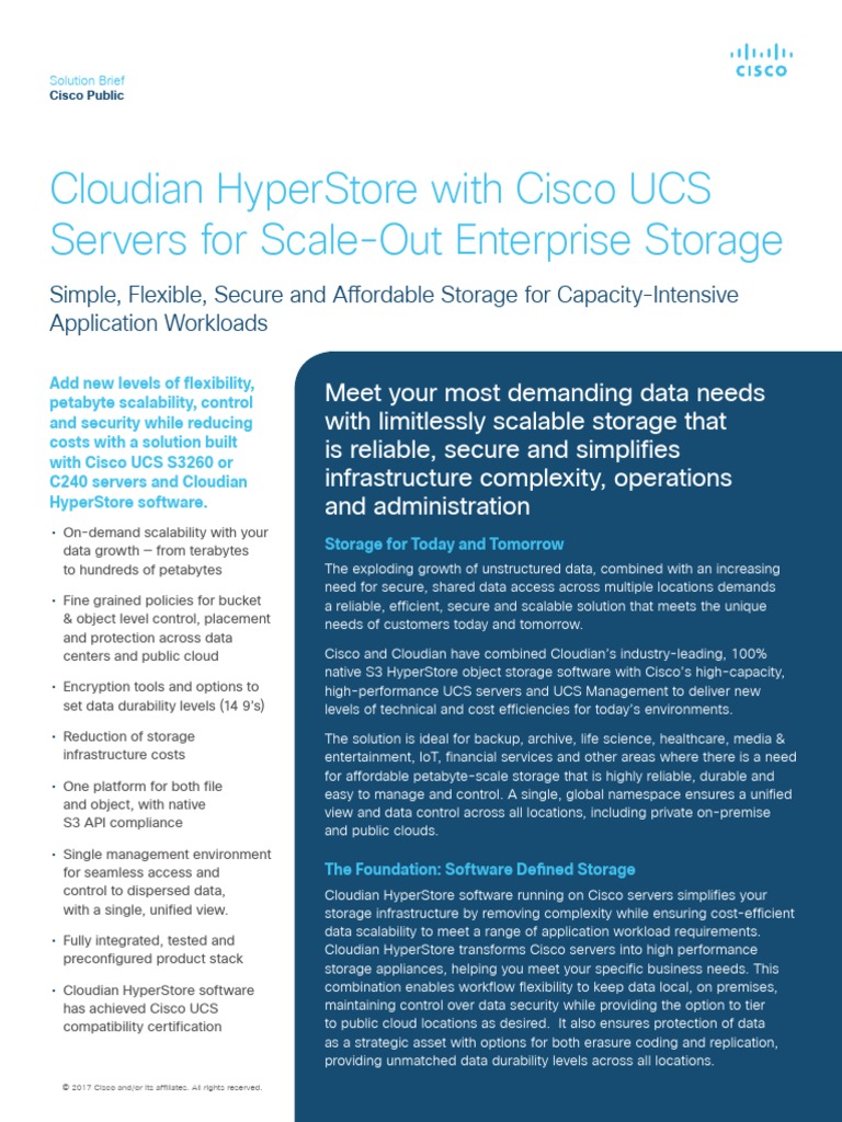 Cloudian Hyperstore With Cisco Ucs Servers For Scale-Out Enterprise Storage | PDF | Scalability ...