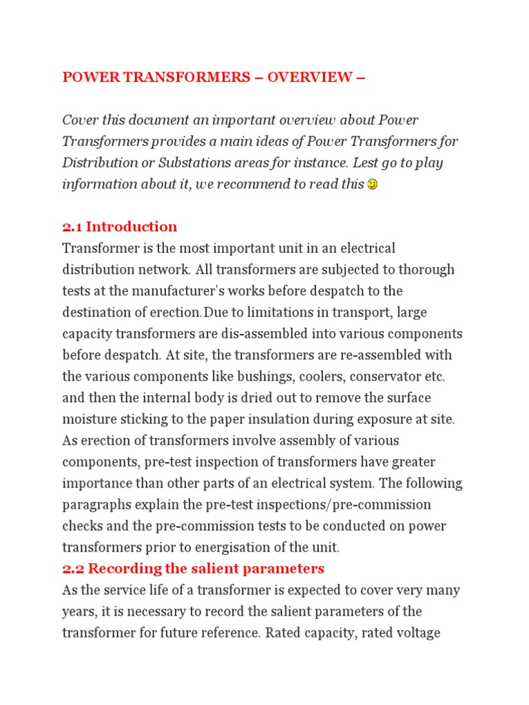 Power Transformers - Overview | PDF | Transformer | Insulator (Electricity)