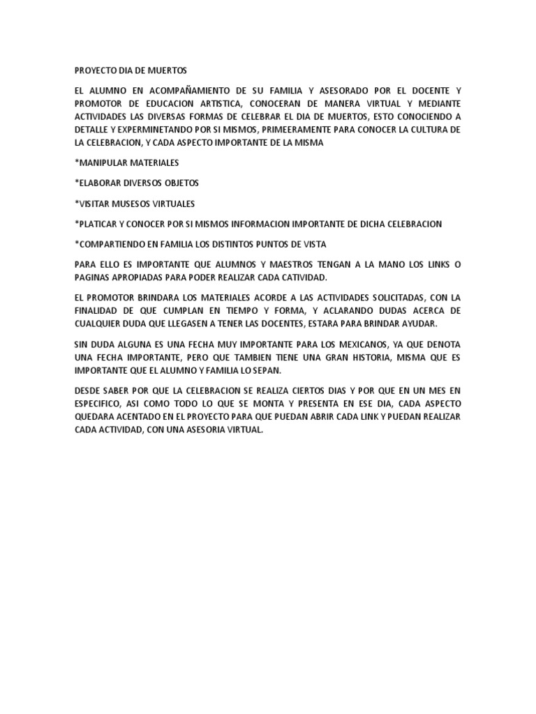 Proyecto Educativo: Día de Muertos | PDF | Religión y creencia ...