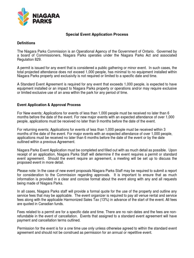 Special Event Application Process: Definitions | PDF | Fee | Liability ...