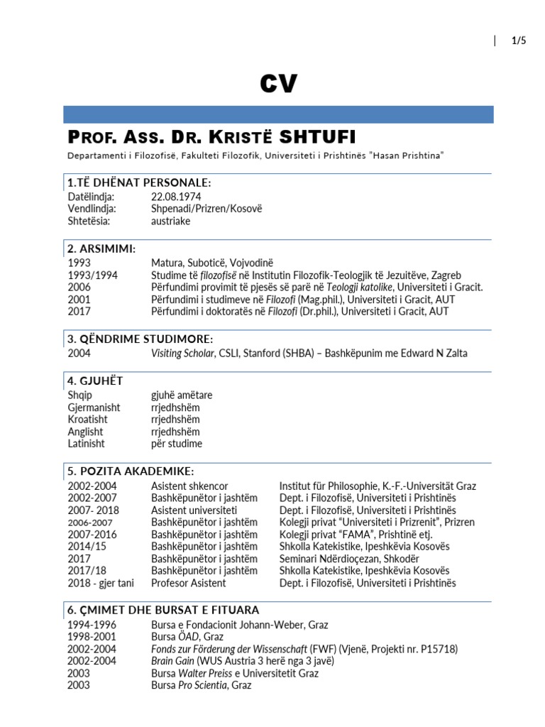 Shtufi - CV - Shqip 12 12 2018 | PDF