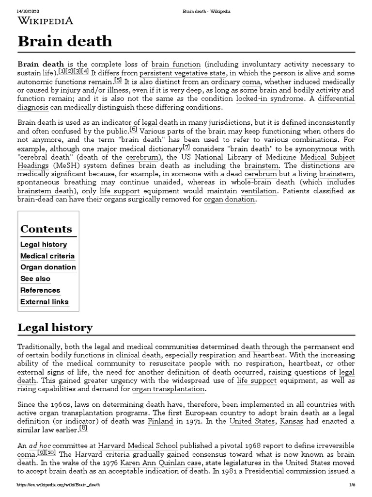 Brain Death | PDF | Clinical Medicine | Brain