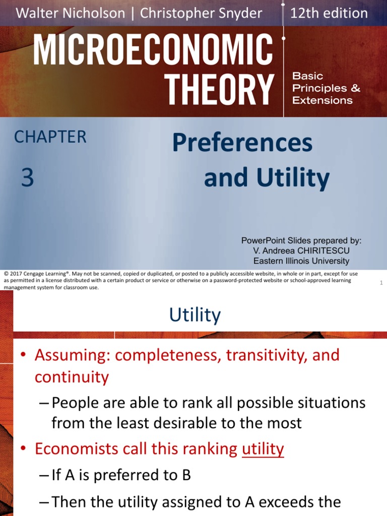 Preferences and Utility: Powerpoint Slides Prepared By: V. Andreea ...