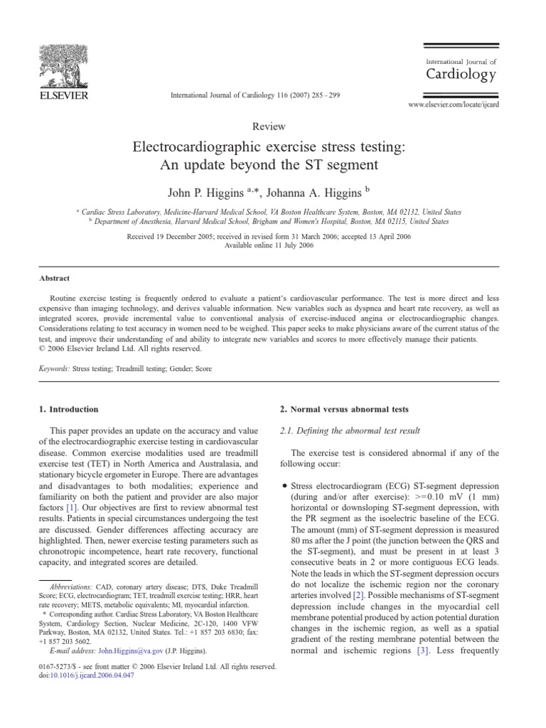 Electrocardiographic Exercise Stress Testing PDF | PDF | Cardiology | Heart