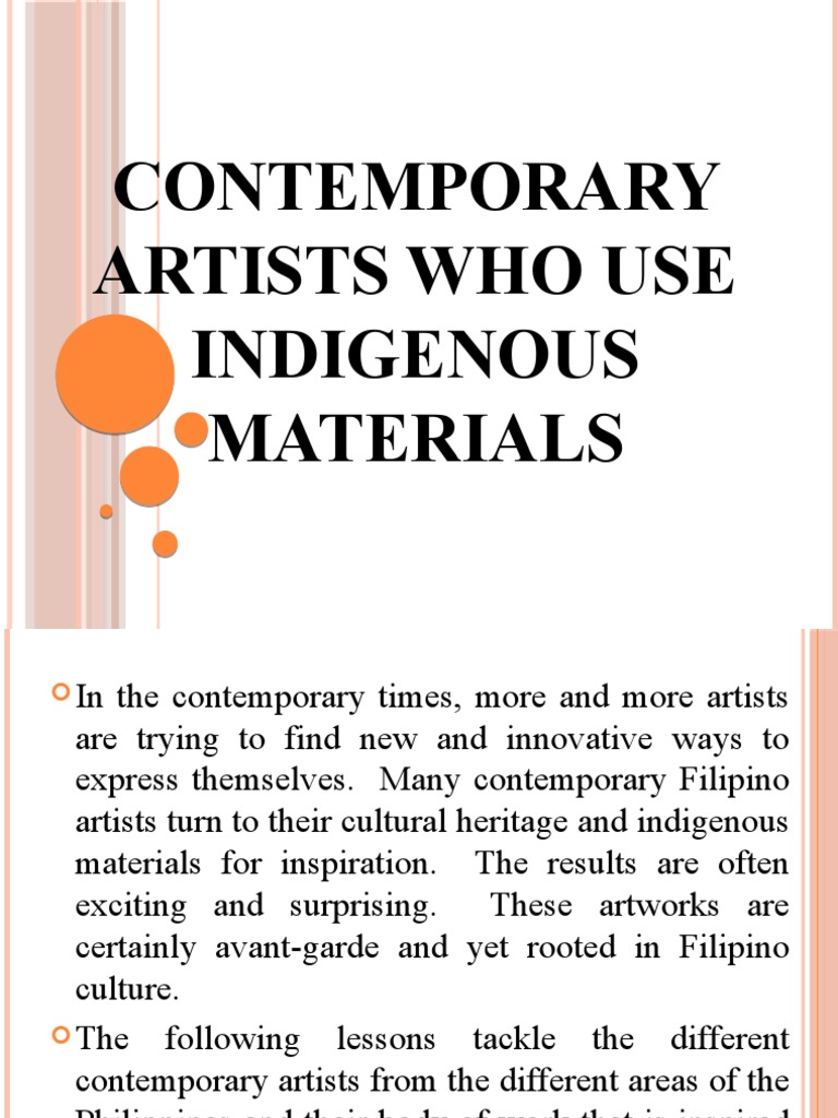 Filipino Artists Using Indigenous Materials | PDF | Philippines | Paintings