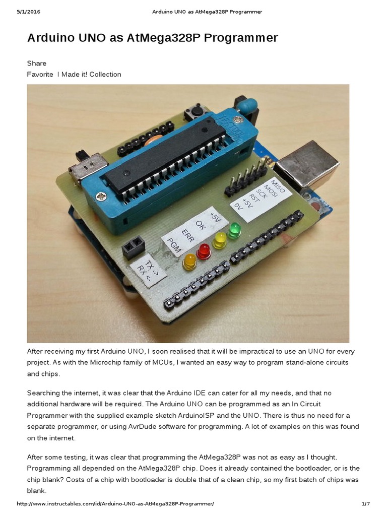 Arduino UNO As AtMega328P Programmer - All | PDF | Arduino | Printed Circuit Board