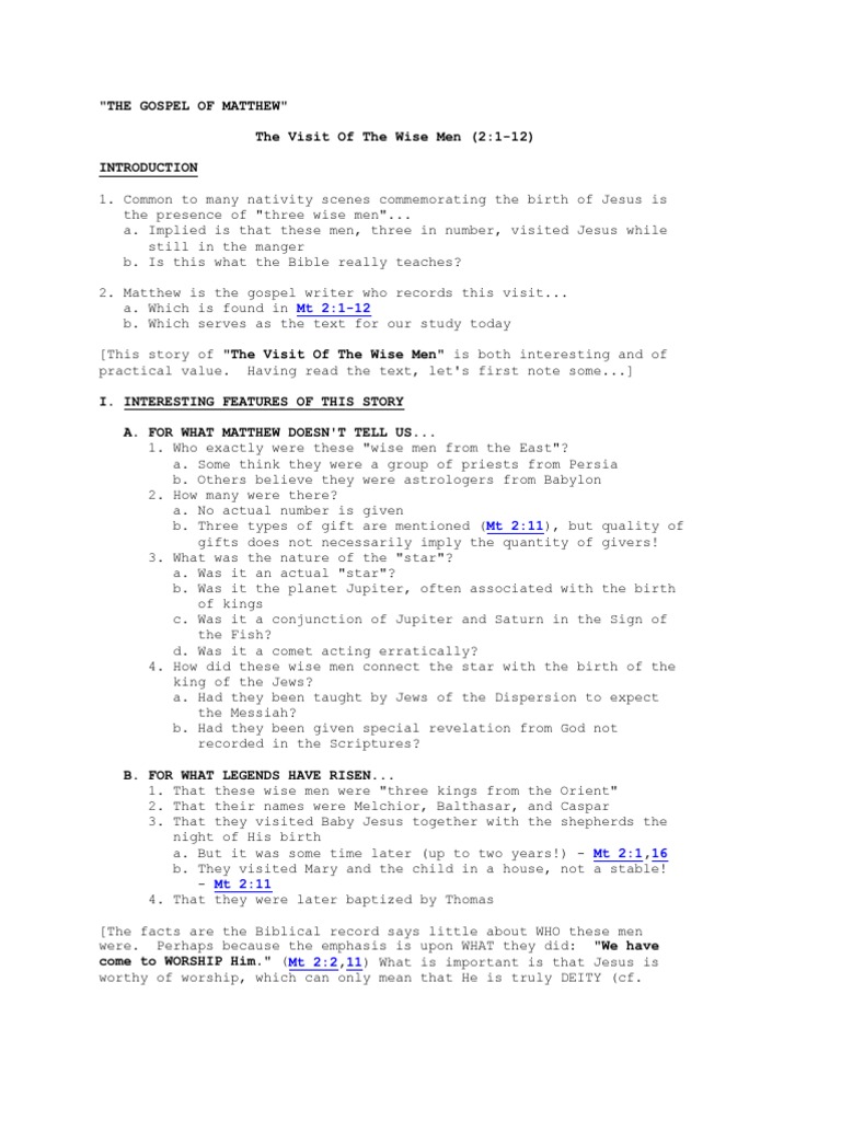 The Visit of Wise Men | PDF | Biblical Magi | Grace In Christianity