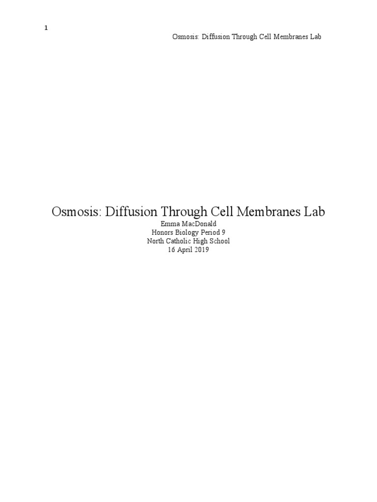 Osmosis-Diffusion Through Cell Membranes Lab | PDF | Osmosis | Physical ...
