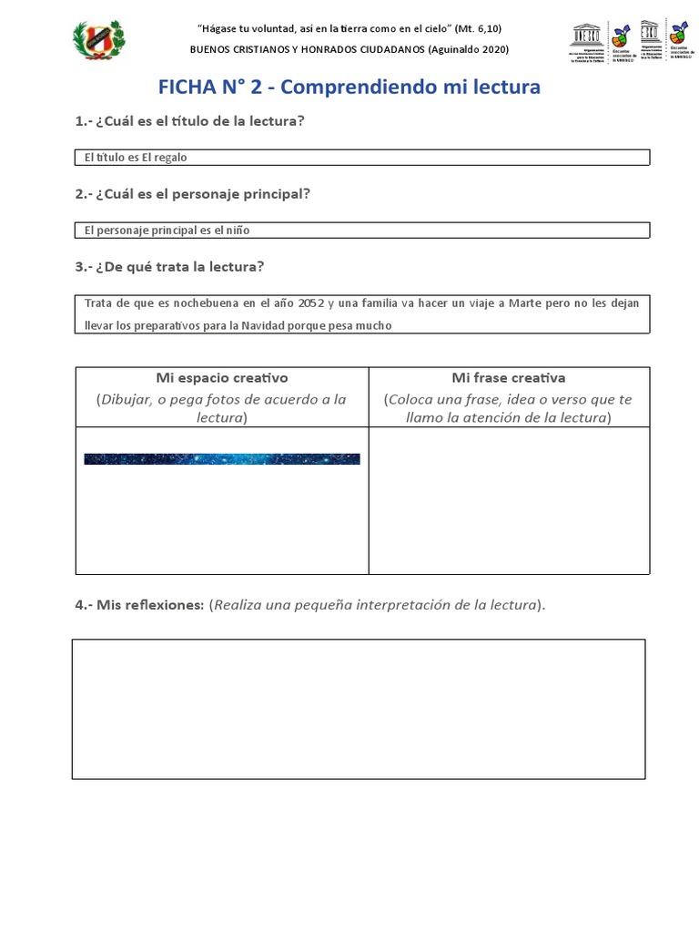 Ficha #2 - Comprendiendo Mi Lectura 1° | PDF