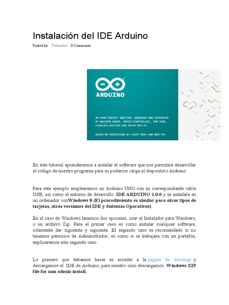 14º Instalación Del Ide Arduino Paso A Paso Pdf Arduino Archivo De Computadora 