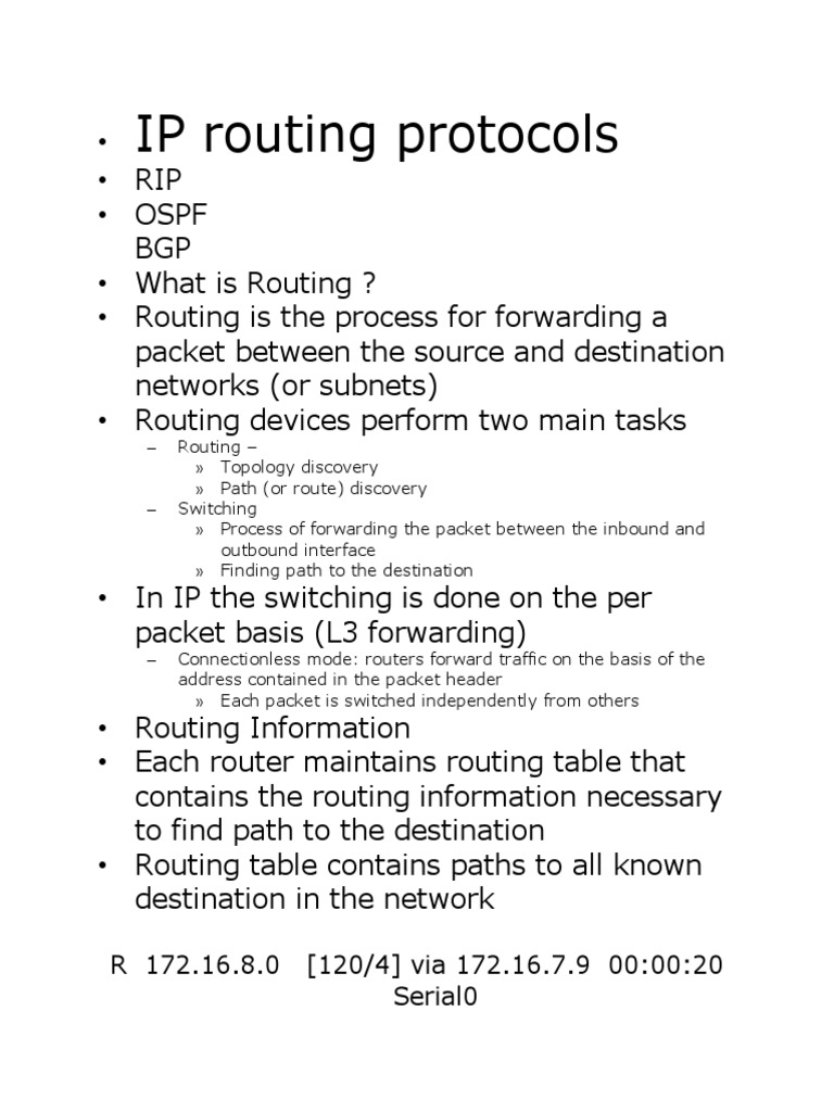 IP Routing Protocols | PDF | Routing | Computer Network IP Routing Protocols | PDF | Routing | Computer Network