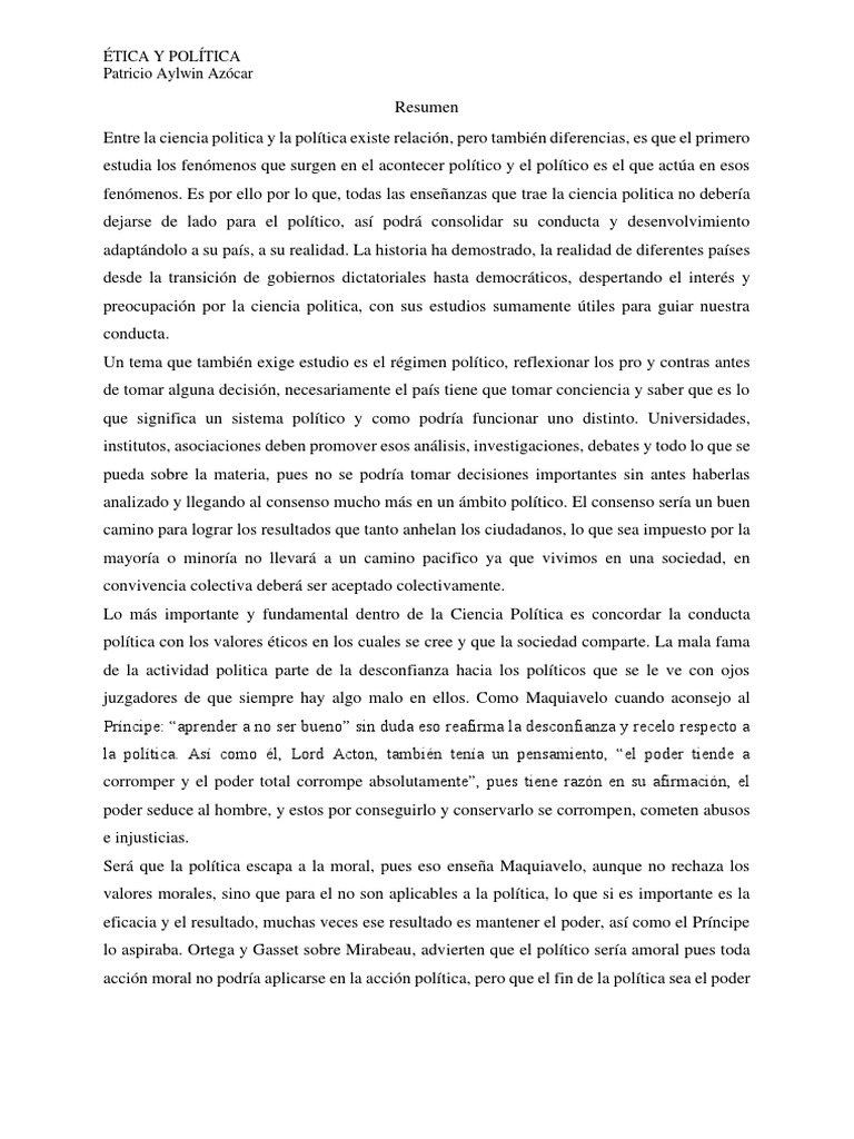 Ética política y el bien común: la relación entre la ciencia, los valores y el poder | PDF ...