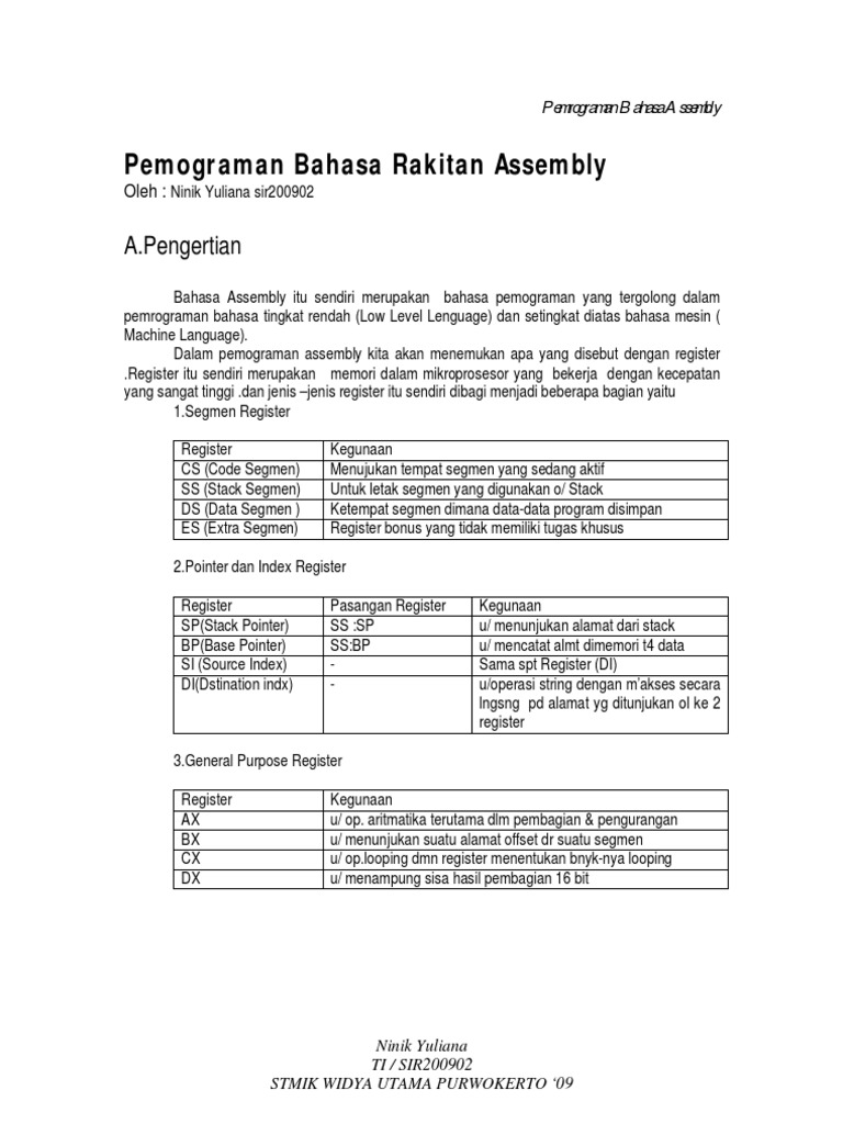 Pemograman Bahasa Rakitan Assembly | PDF