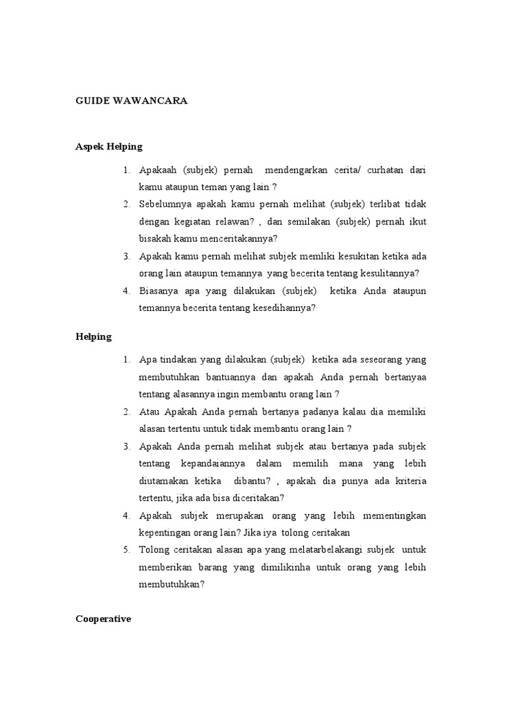 Guide Wawancara Gabungan So | PDF