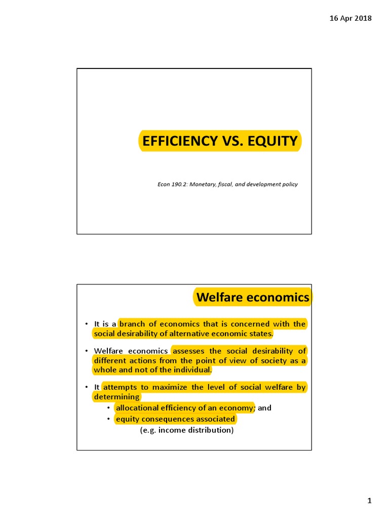 14 - Econ 190.2 - Efficiency Vs Equity PDF | PDF | Welfare Economics ...