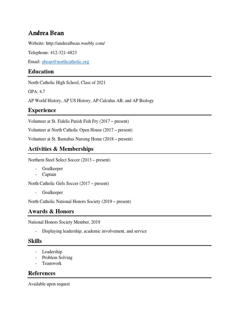 Andrea Bean Resume PDF | PDF