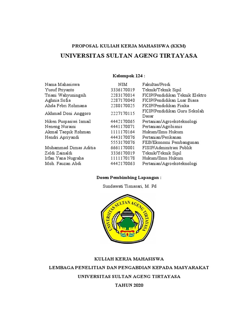 PROPOSAL KULIAH KERJA MAHASISWA Kel 124 | PDF