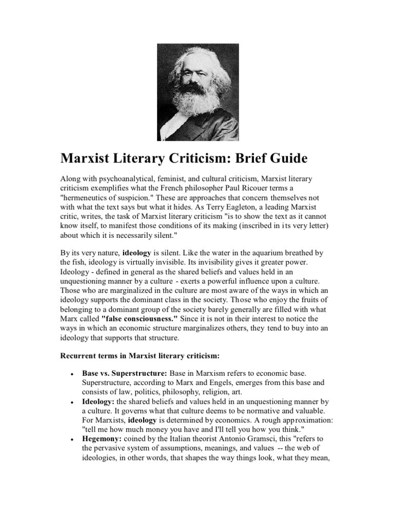 Marxist Literary Criticism Pdf Marxism Ideologies