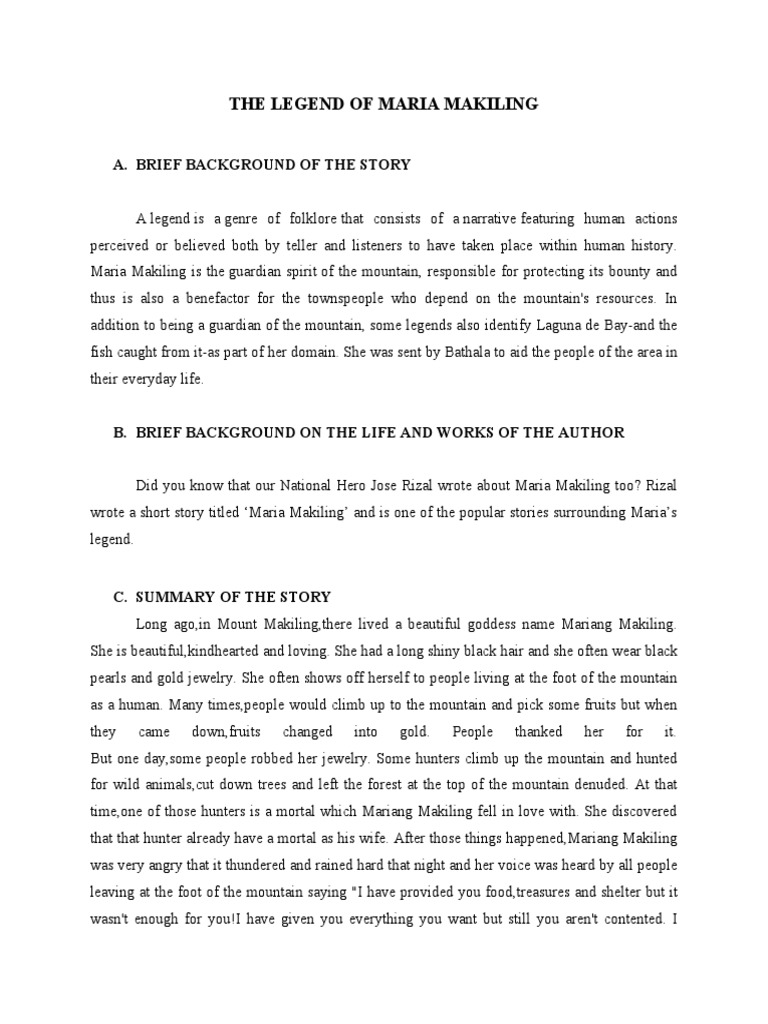 The Legend of Maria Makiling | PDF
