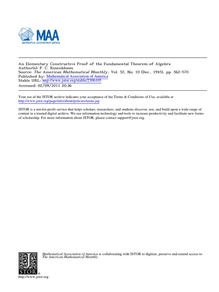 An Element Constructive Proof of The Fundamental Theorem of Algebra ...