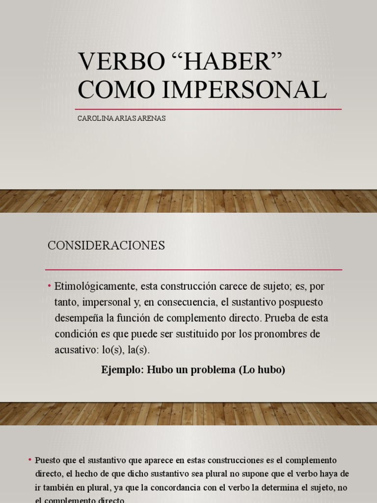 Verbo Haber Como Impersonal | PDF