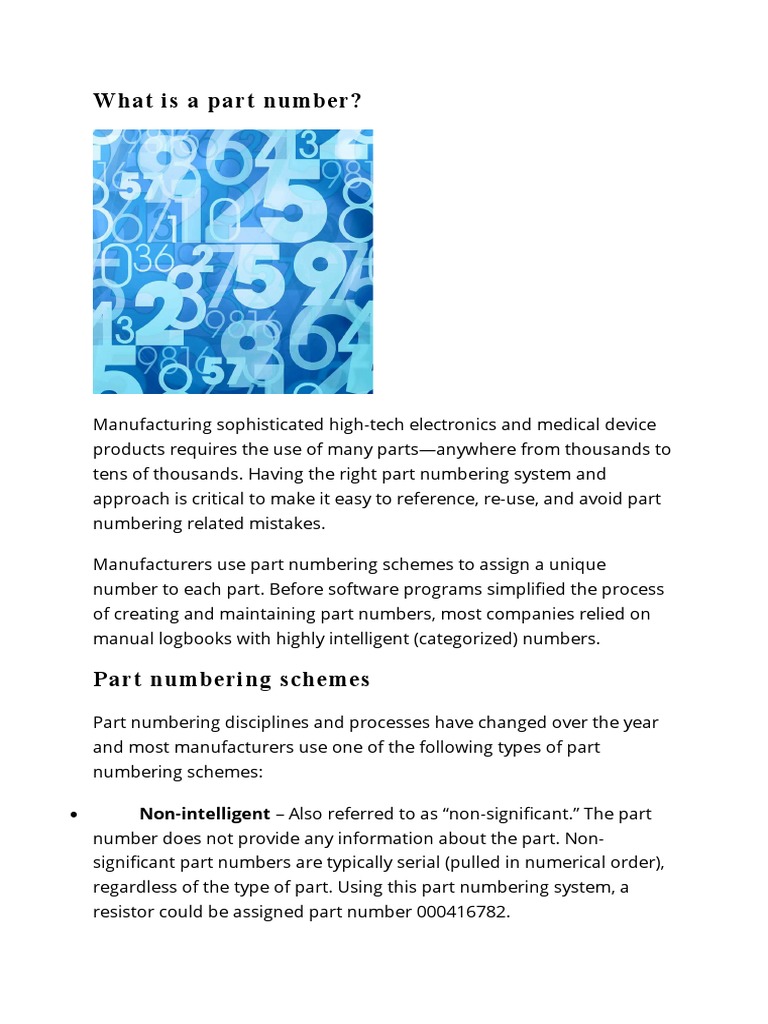 What Is A Part Number?: Non-Intelligent - Also Referred To As "Non ...