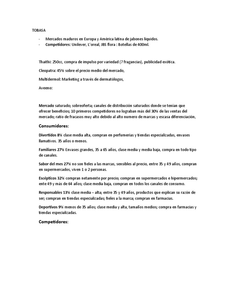 TOBASA | PDF | Producto (Negocio) | Mercado (economía)