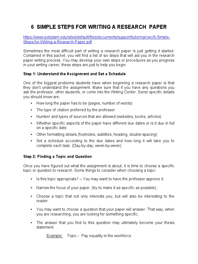 Steps For Writing A Research Paper PDF | PDF | Citation | Question
