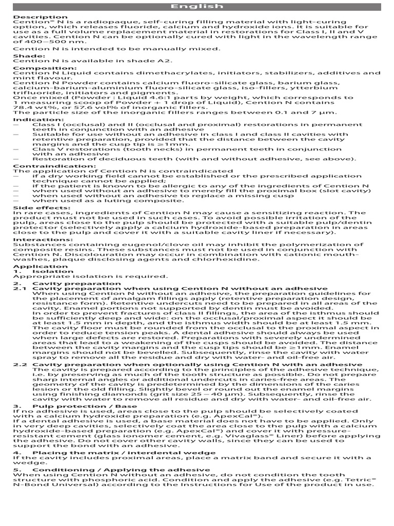 Cention N PDF | PDF | Mouth | Dentistry Branches
