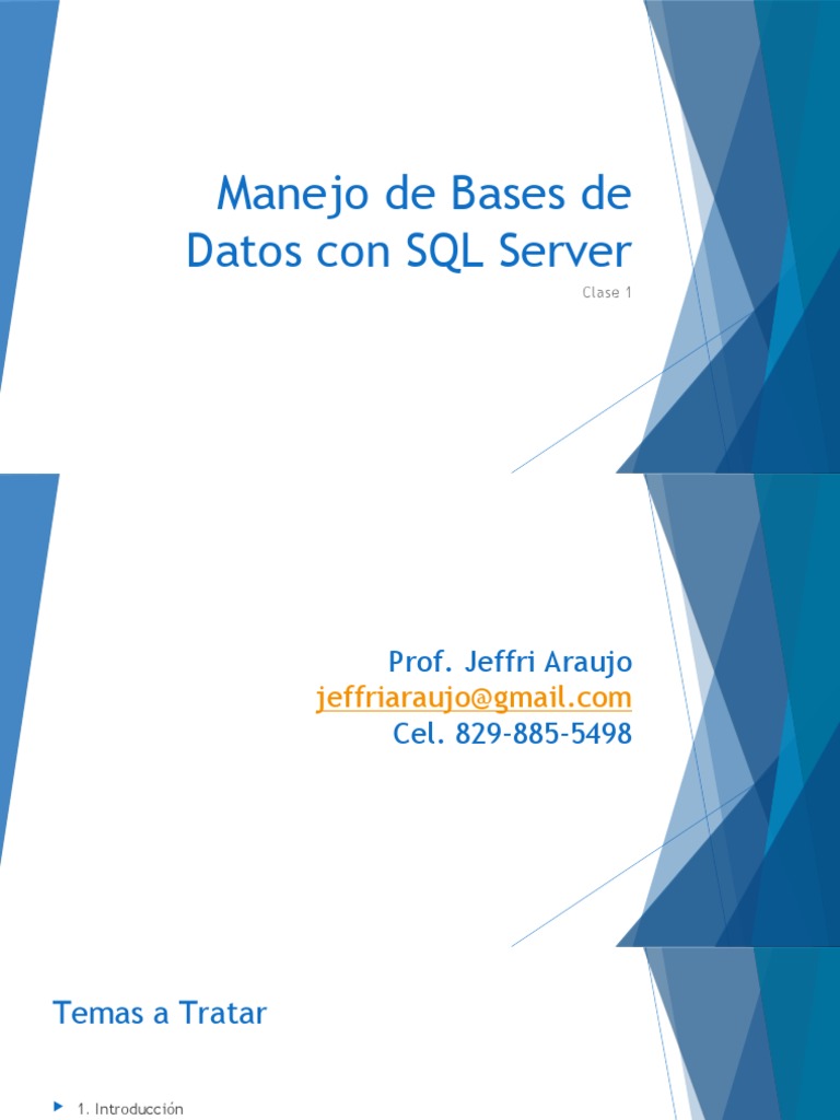 Manejo de Bases de Datos Con SQL Server | Descargar gratis PDF | SQL | Servidor SQL de Microsoft
