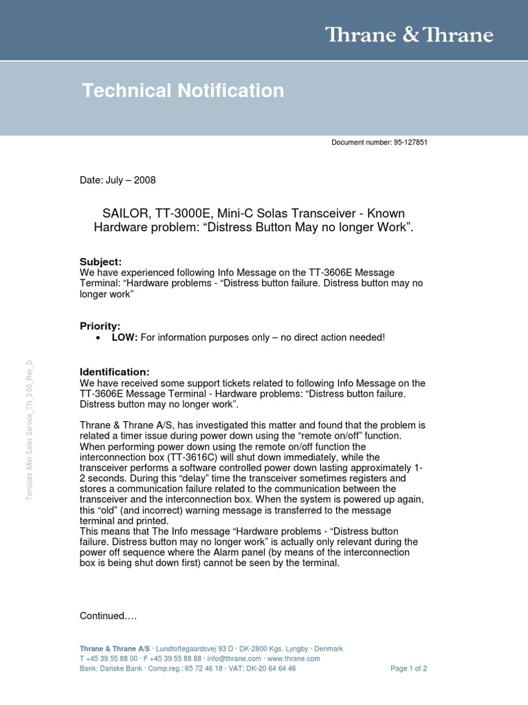 Hardware Problems Distress Button Failure Distress Button May No Longer ...