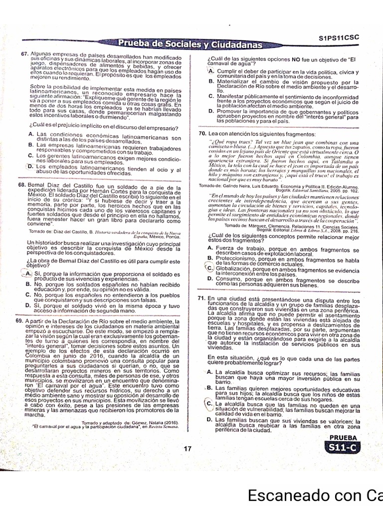 Prueba Sociales Toma 5 PDF | PDF