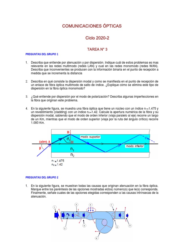 Tarea N°3 PDF | PDF | Fibra óptica | Óptica Tarea N°3 PDF | PDF | Fibra óptica | Óptica